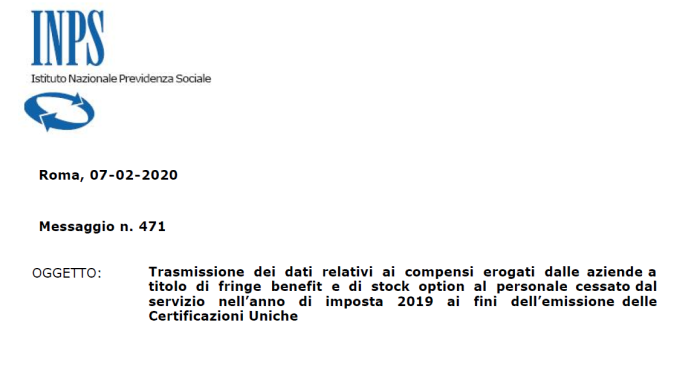 Fringe benefit e stock option, la scadenza INPS per i datori di lavoro ... Fringe benefit e stock option, la scadenza INPS per i datori di lavoro ...