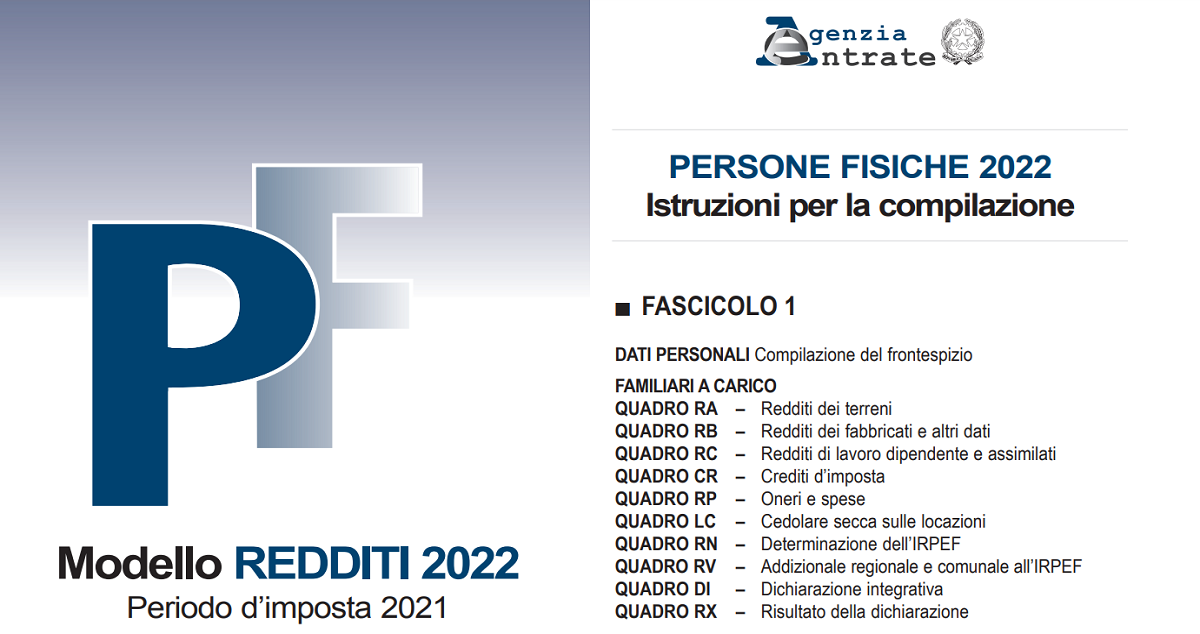 Modello Redditi PF 2022: istruzioni, scadenza e novità