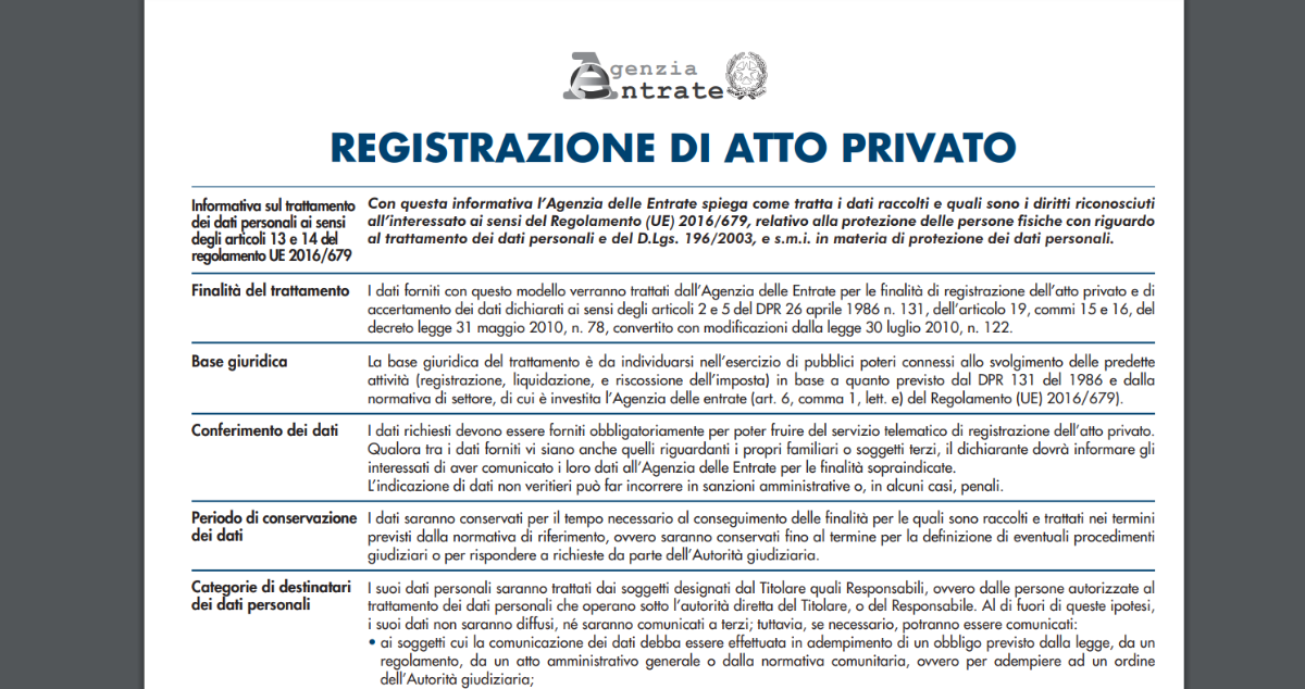 Registrazione atti privati: modello RAP per i contratti di comodato e i ...