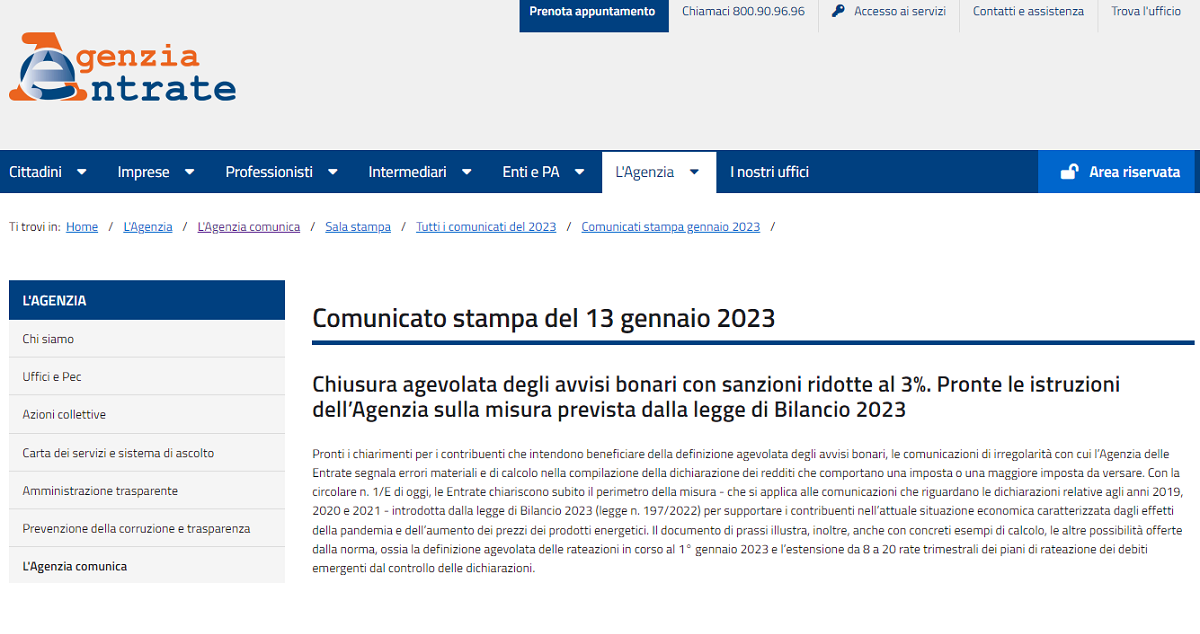 Avvisi bonari con sanzioni al 3 per cento anche in caso di ...