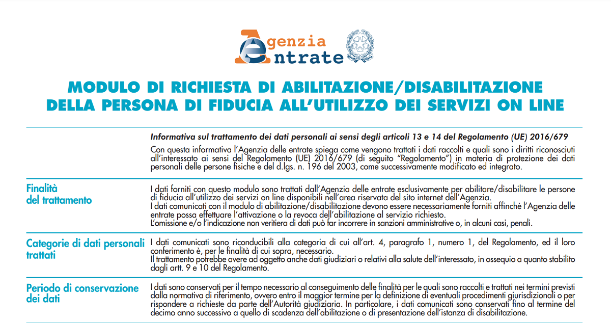 Servizi online Agenzia delle Entrate: l’abilitazione delle persone di fiducia