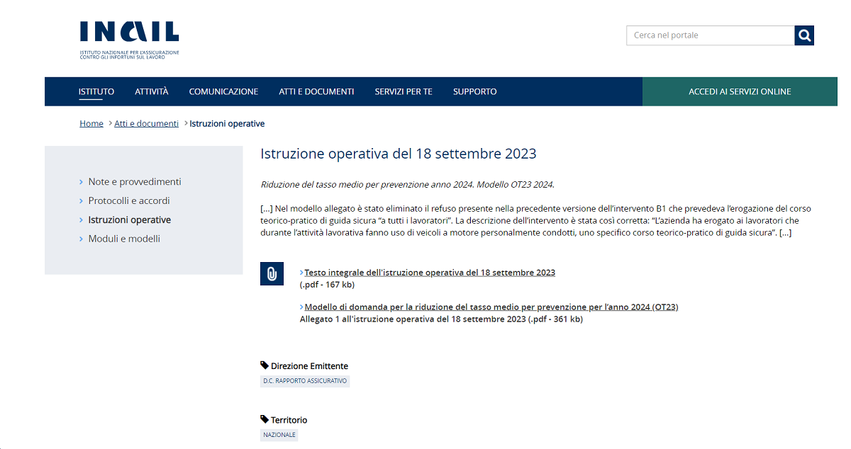 Sicurezza sul lavoro: le novità del modello OT23 per la riduzione dei ...