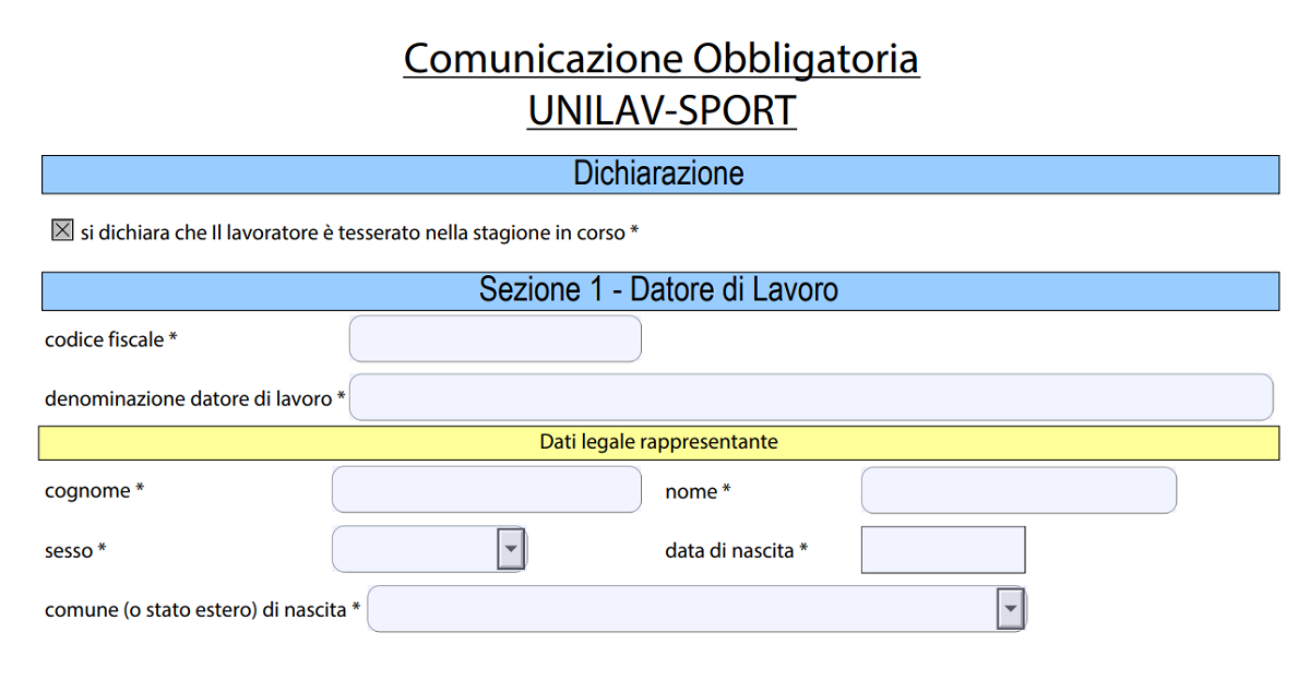 Lavoro sportivo: come inviare il modello UNILAV per la comunicazione del rapporto dilettantistico