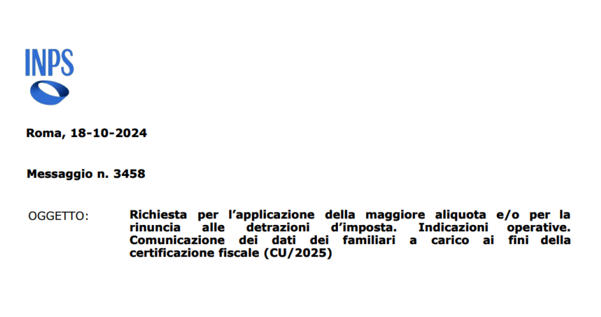 CU 2025: le istruzioni per la comunicazione telematica dei familiari a ...