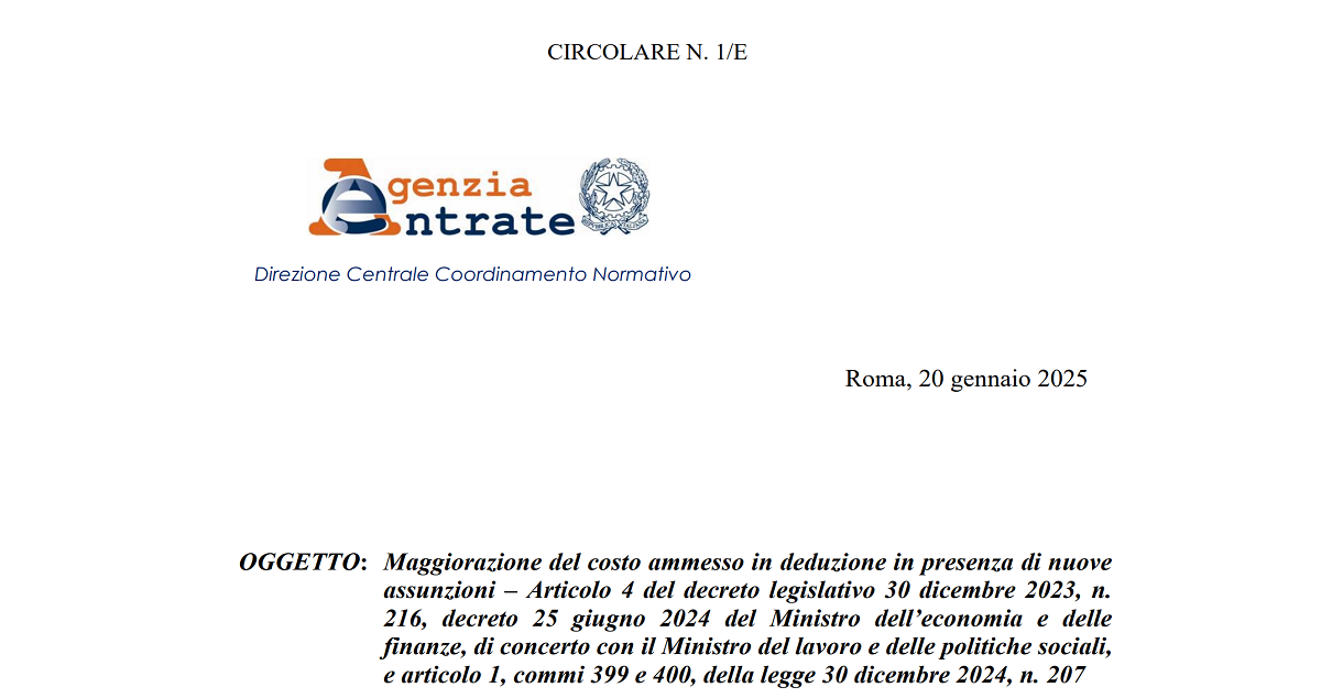 Maxi deduzione del costo del lavoro più ampia