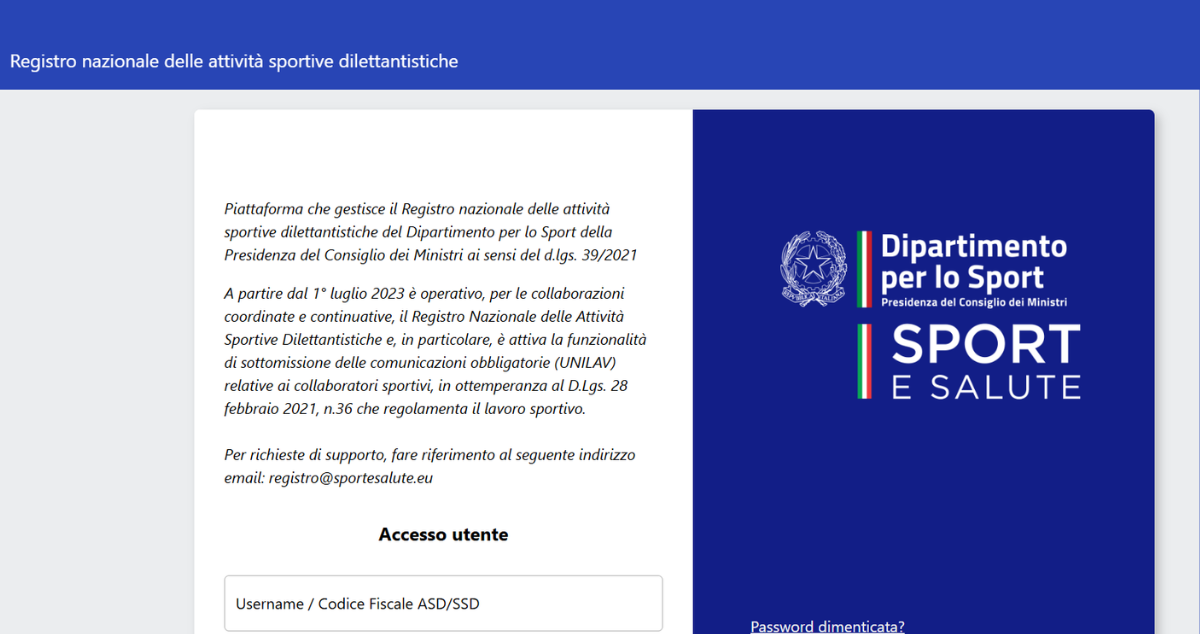 Volontari sportivi: la gestione sul portale RASD