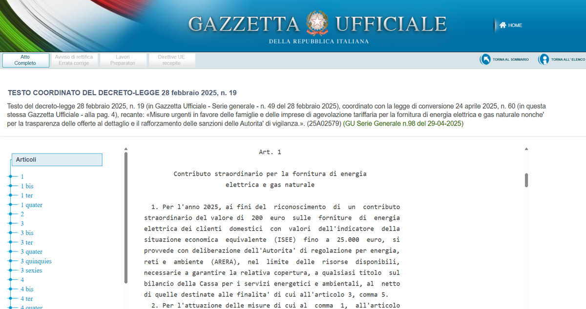 Decreto bollette: le novità nel testo convertito in legge
