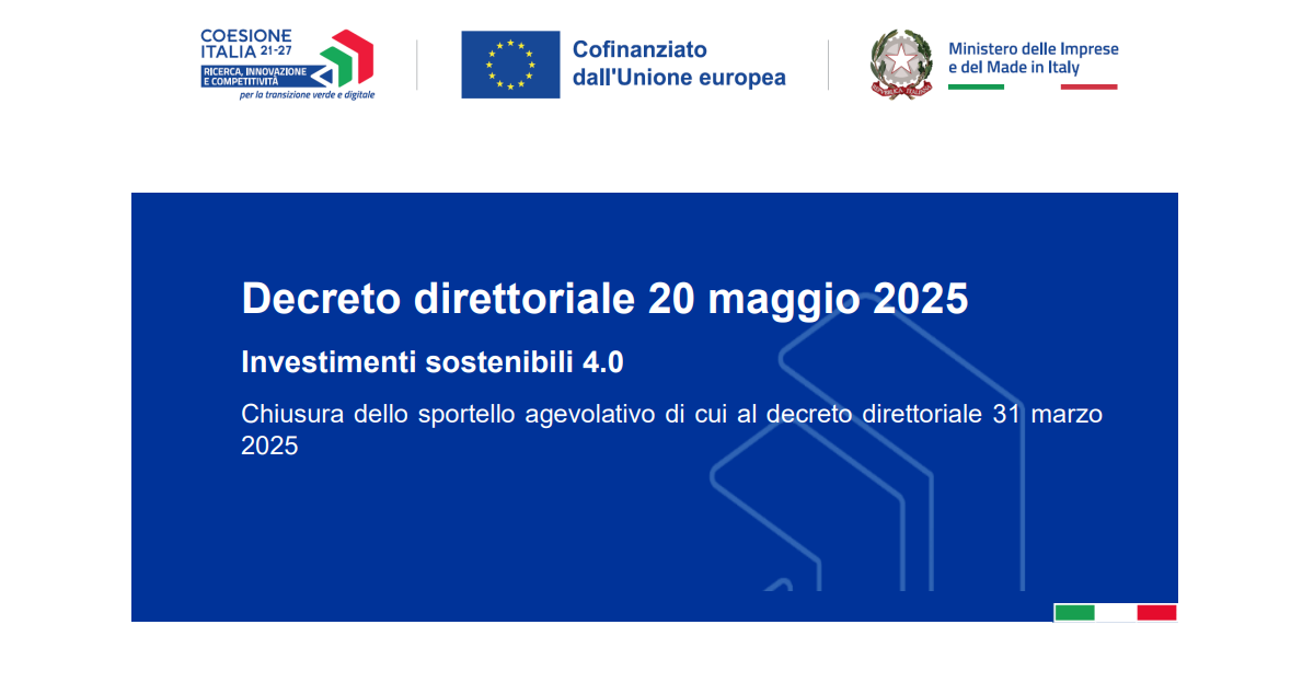 Investimenti sostenibili 4.0, stop alle domande