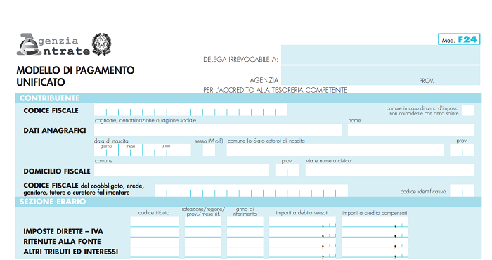 Modello F24 allargato a concessioni governative e tasse scolastiche