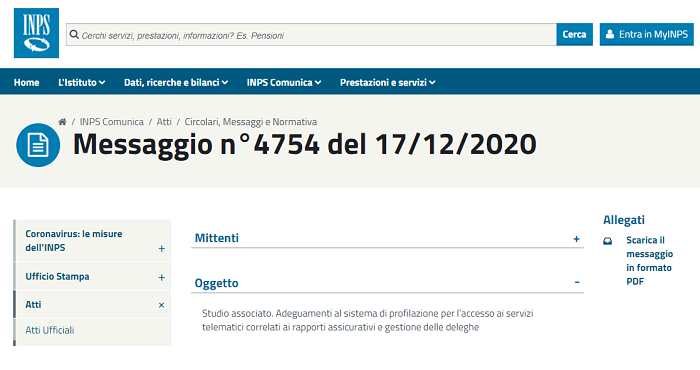Delega INPS studi associati: il censimento e le istruzioni per la gestione