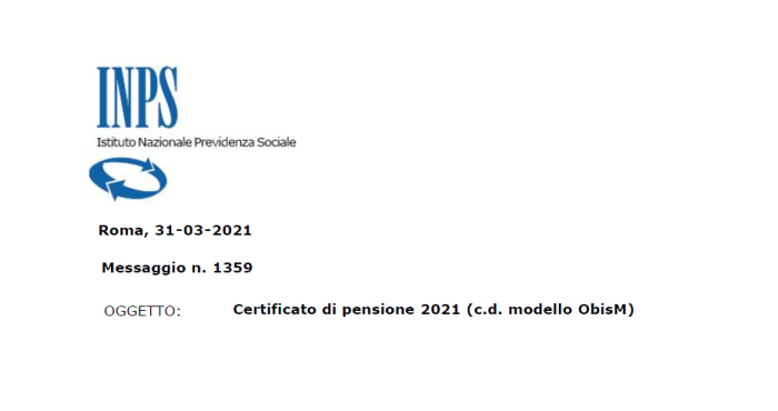 Certificato di pensione 2021, INPS: le novità del modello ObisM