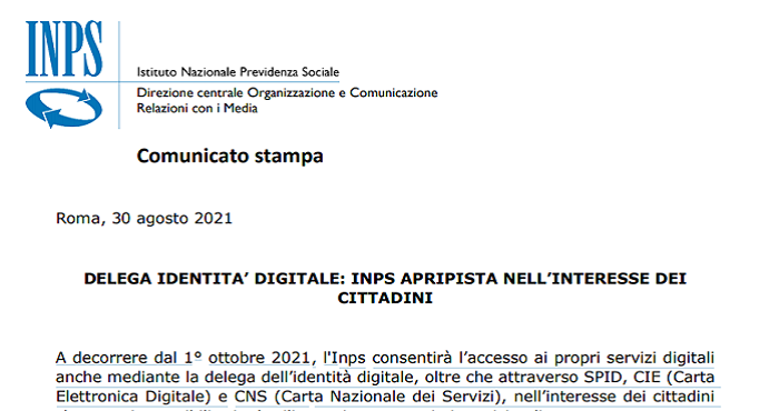 Delega SPID, l’INPS chiarisce: nata per l’uso tra familiari, altri ...
